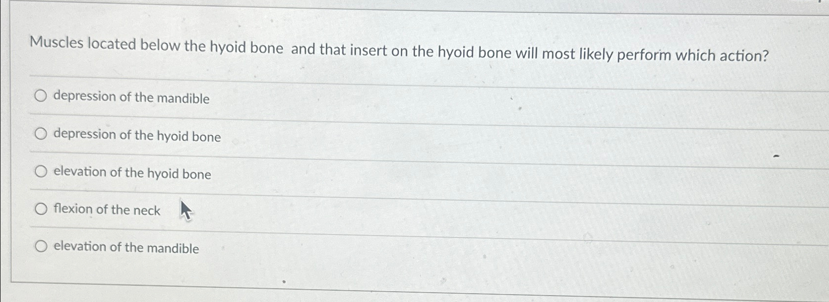 Solved Muscles located below the hyoid bone and that insert | Chegg.com