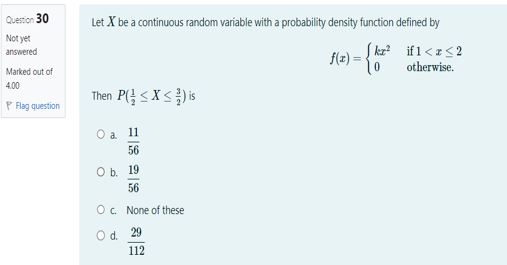 Solved Let X Be A Continous Random Variable With 