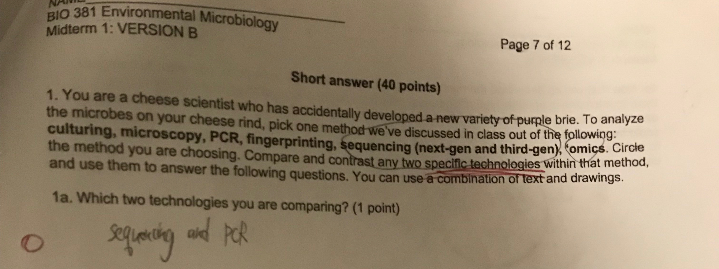 Solved BIO 381 ﻿Environmental MicrobiologyMidterm 1: VERSION | Chegg.com