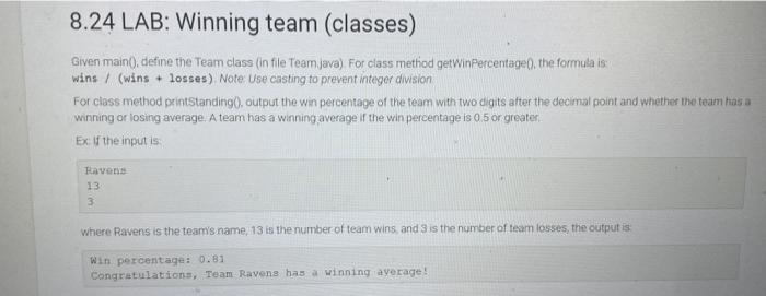Solved Given main0, define the Team class (in file | Chegg.com
