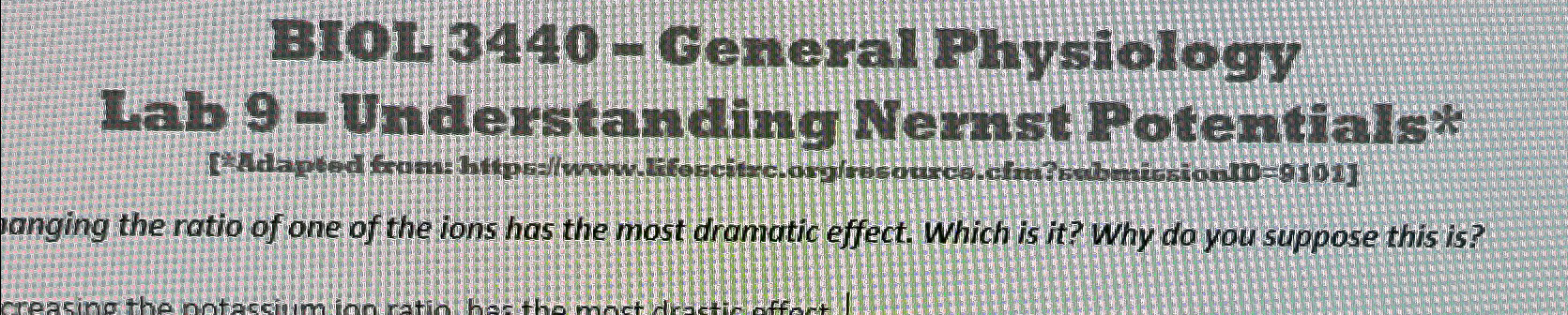 Solved Tab 9 - ﻿Whacrstancimg Nemst Potentiais*anging the | Chegg.com