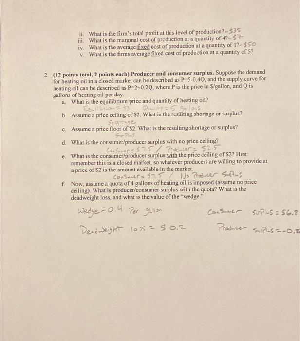 Solved 1. (8 points total, ½2 point each) Production costs. | Chegg.com