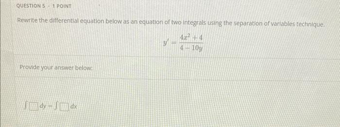 Solved Rewrite the differential equation below as an | Chegg.com