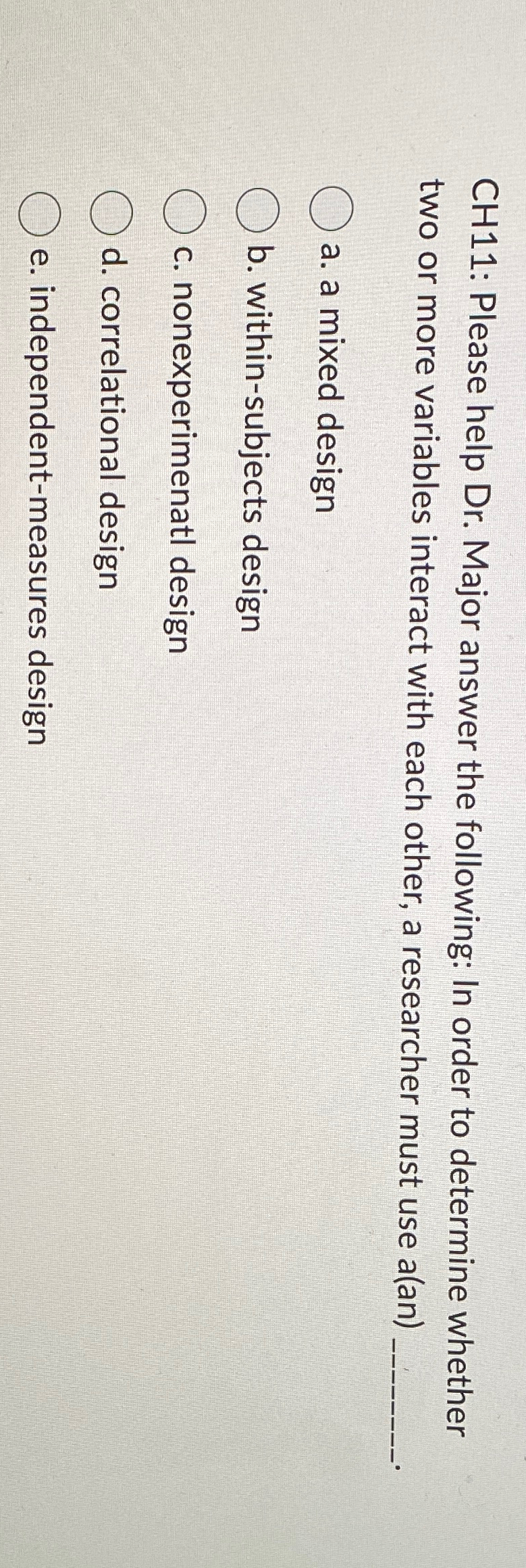 Solved CH11: Please help Dr. ﻿Major answer the following: In | Chegg.com