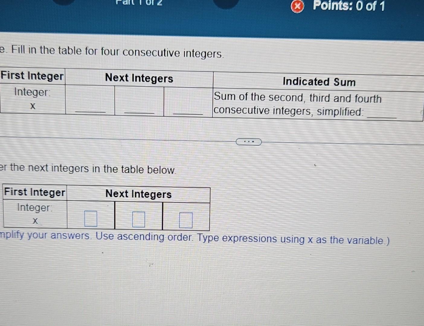 Solved Fill in the table for four consecutive integers. r | Chegg.com