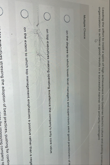 Solved Leading the effort to instill a spirit of high | Chegg.com