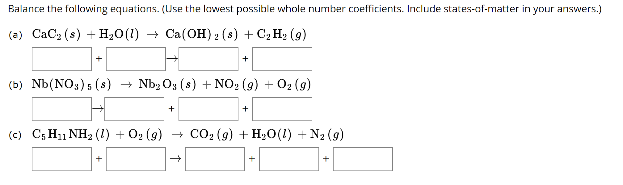 Solved Balance the following equations. (Use ﻿the lowest | Chegg.com