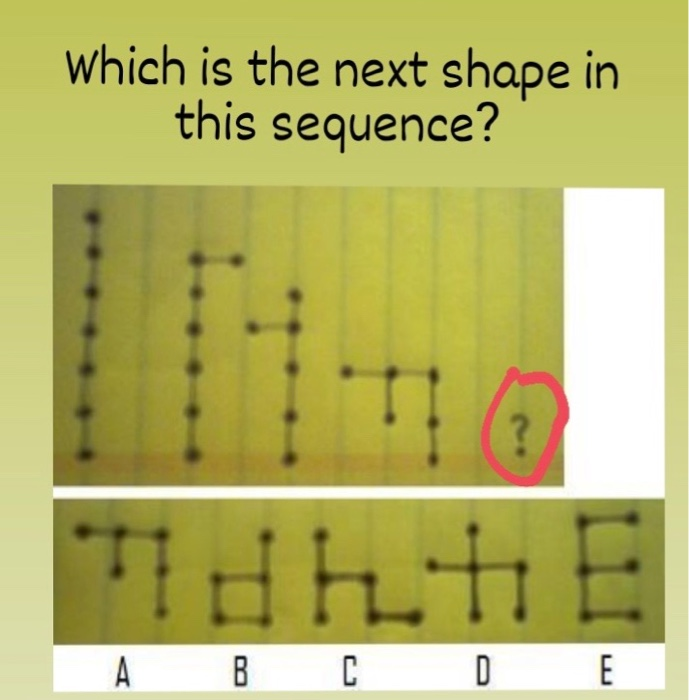 Solved which is the next shape in this sequence? Idhti E A B | Chegg.com