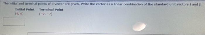 Solved The initial and terminal points of a vector are | Chegg.com