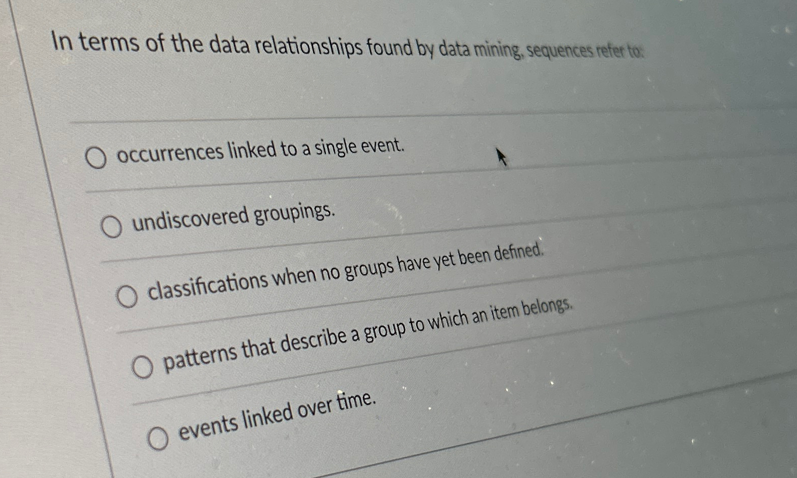 Solved In terms of the data relationships found by data | Chegg.com