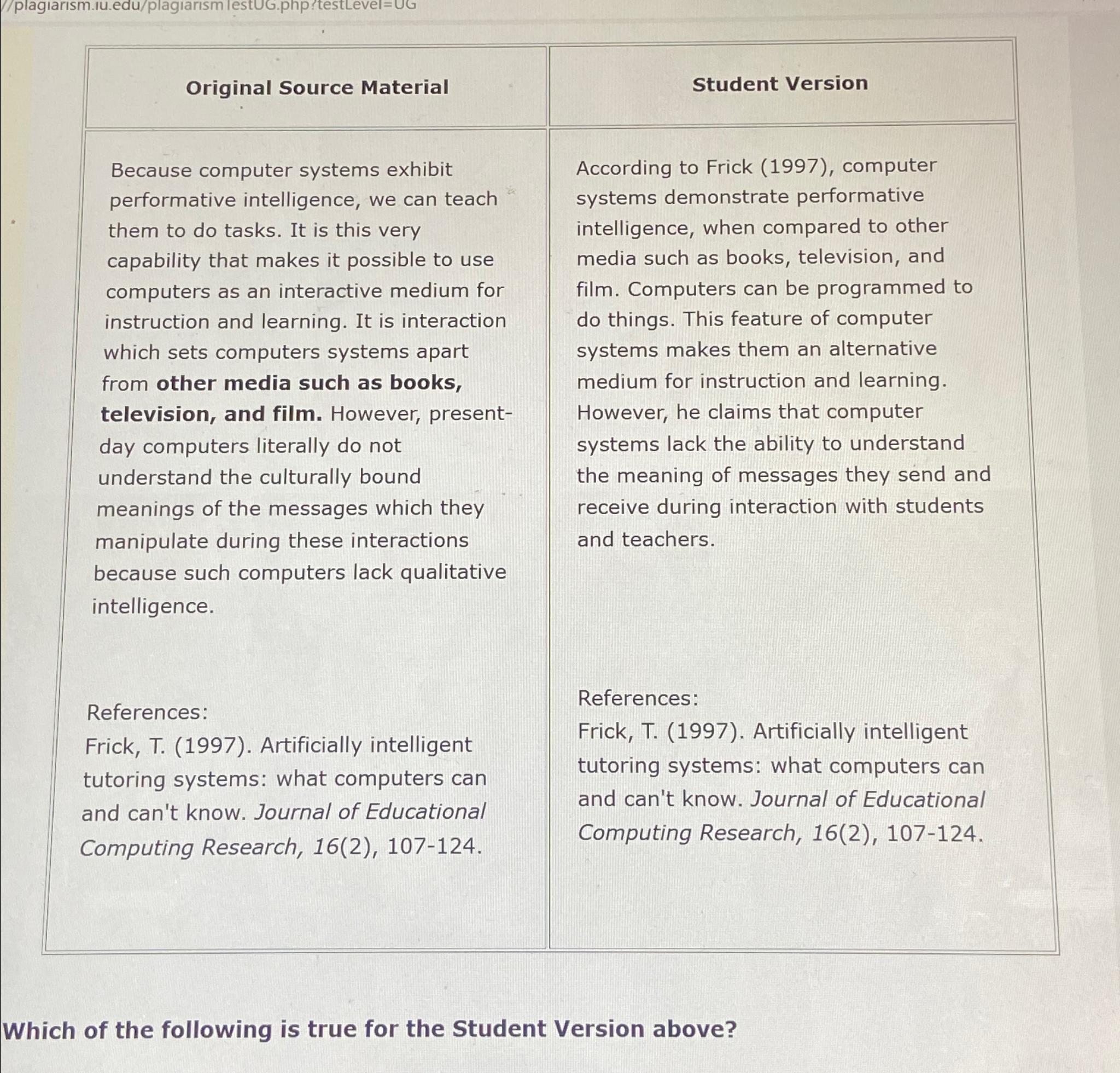 Solved \table[[Original Source Material,Student | Chegg.com