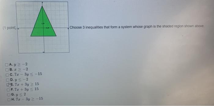 Solved (1 point Choose 3 inequalities that form a system | Chegg.com