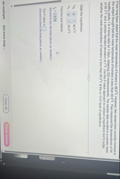 Solved It has long been stated that the mean temperature of | Chegg.com