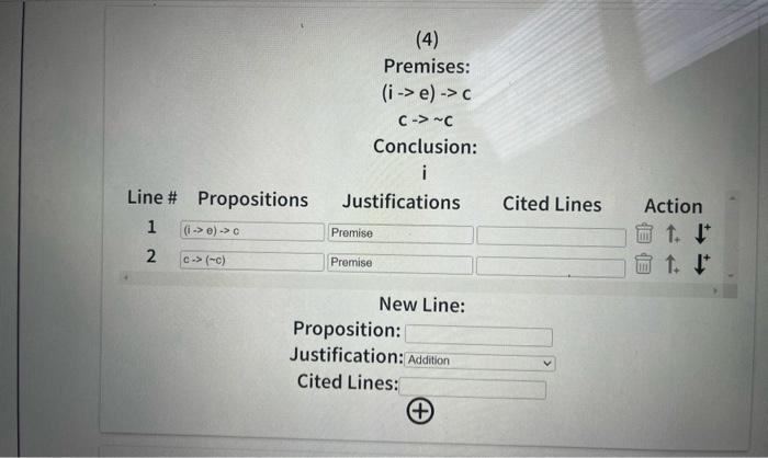 Solved Premises: (i−∞)−c Conclusion: | Chegg.com