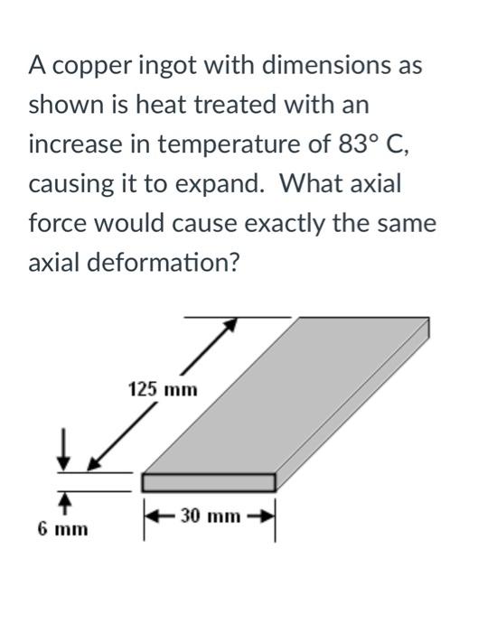 Solved A copper ingot with dimensions as shown is heat | Chegg.com