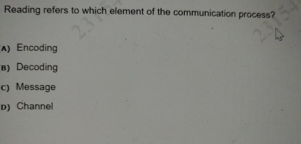 Solved Reading refers to which element of the communication | Chegg.com