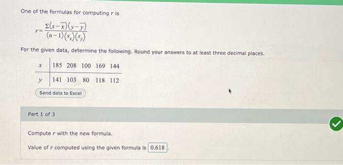 Solved One of the formulas for computing ris Σ(x-x)(y-y) | Chegg.com