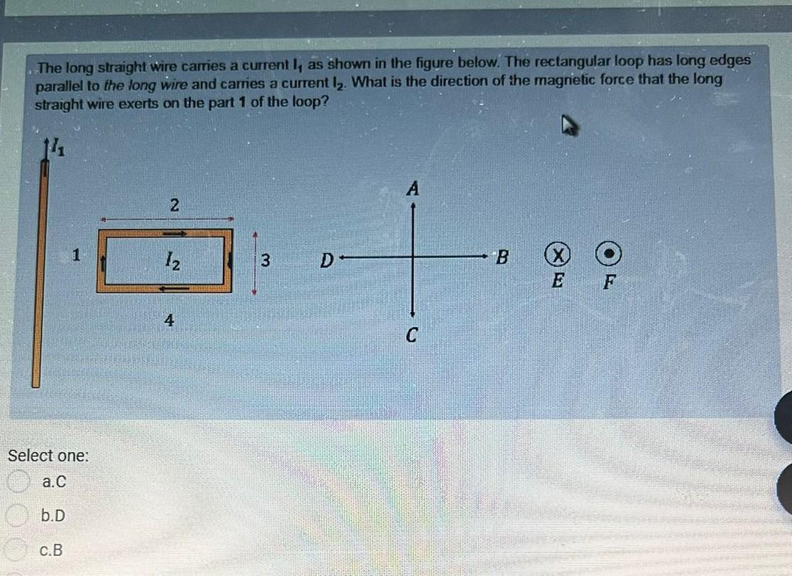 Solved The long straight wire carries a current l1 as shown | Chegg.com
