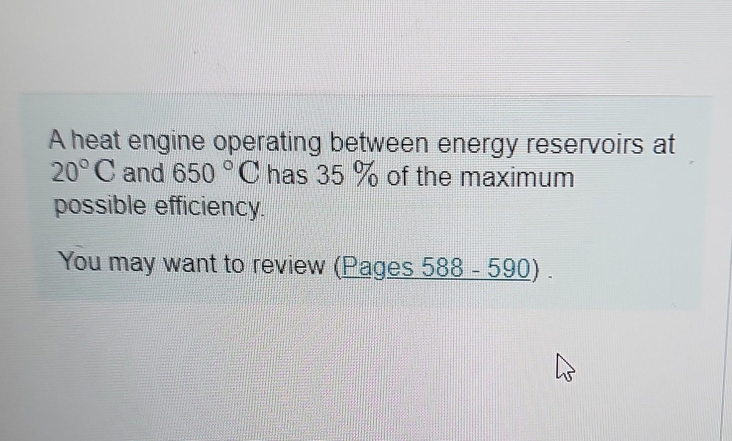 Solved A heat engine operating between energy reservoirs at | Chegg.com