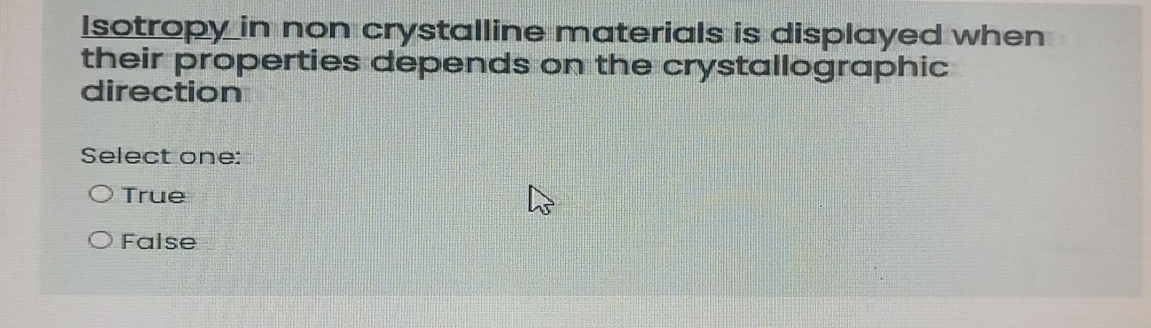 Solved Isotropy in non crystalline materials is displayed | Chegg.com