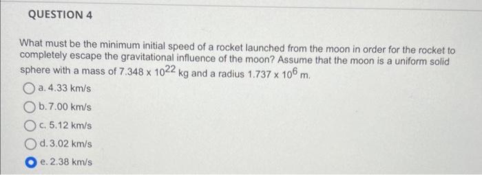 Solved What must be the minimum initial speed of a rocket | Chegg.com