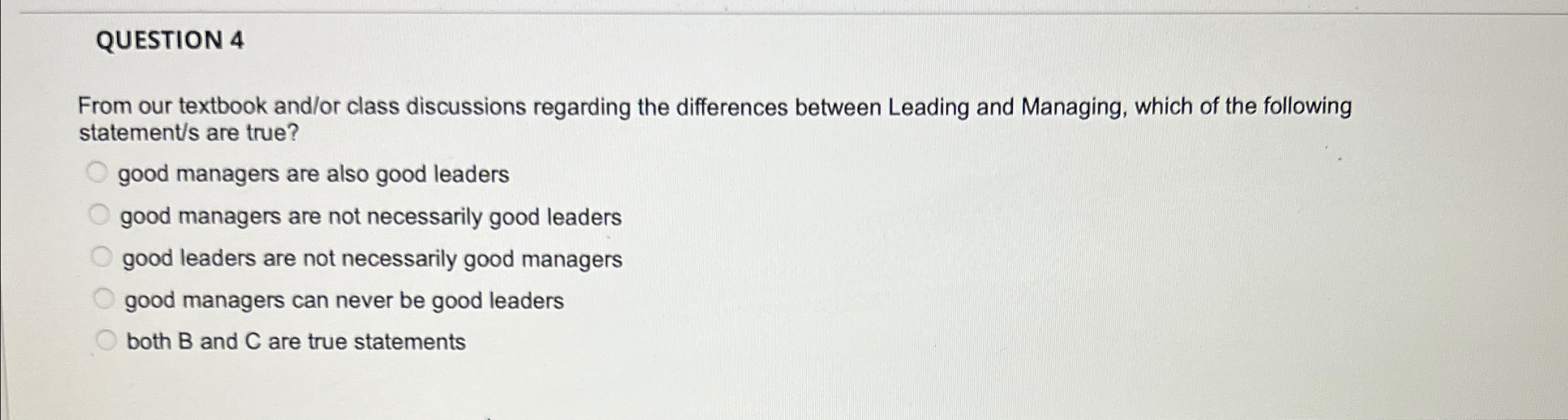 Solved QUESTION 4From our textbook and/or class discussions | Chegg.com