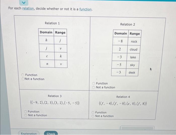 Solved For each relation, decide whether or not it is a | Chegg.com