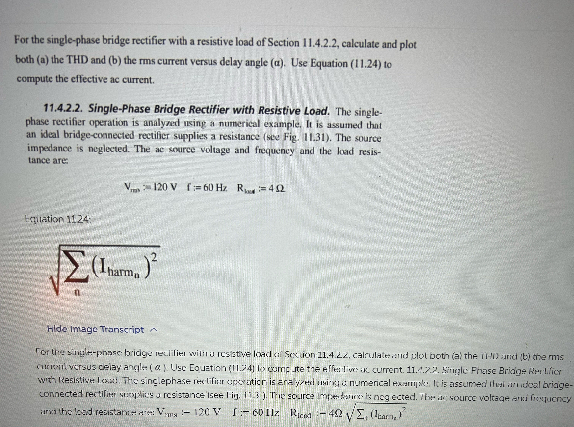 For the single-phase bridge rectifier with a | Chegg.com
