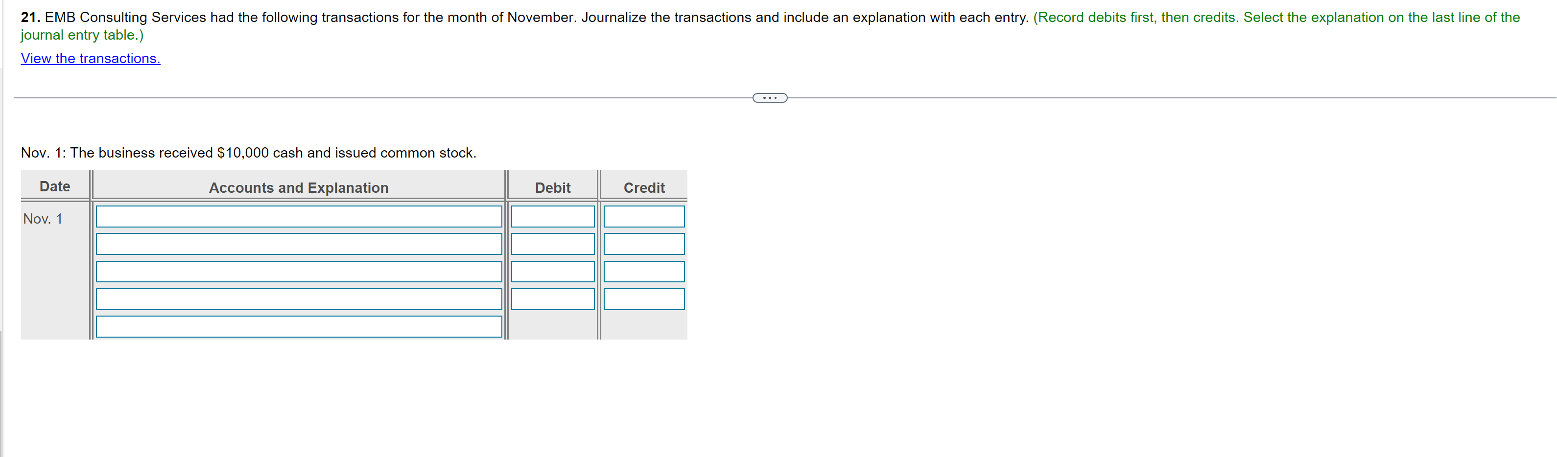 Solved journal entry table.)View the transactions.Nov. 1: | Chegg.com
