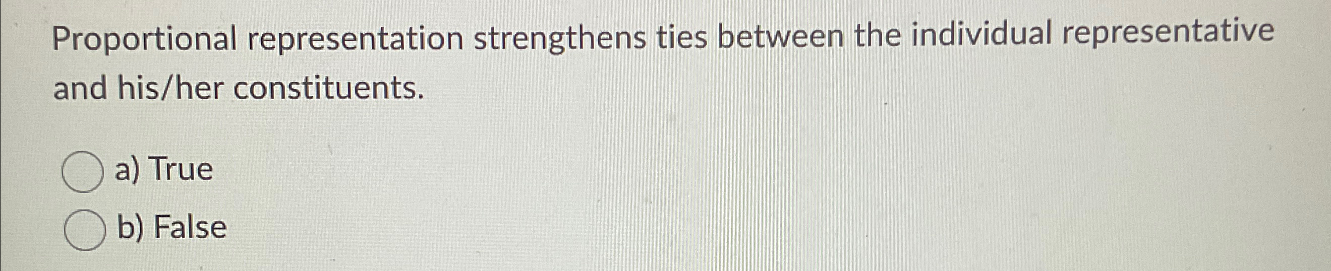 Solved Proportional representation strengthens ties between | Chegg.com