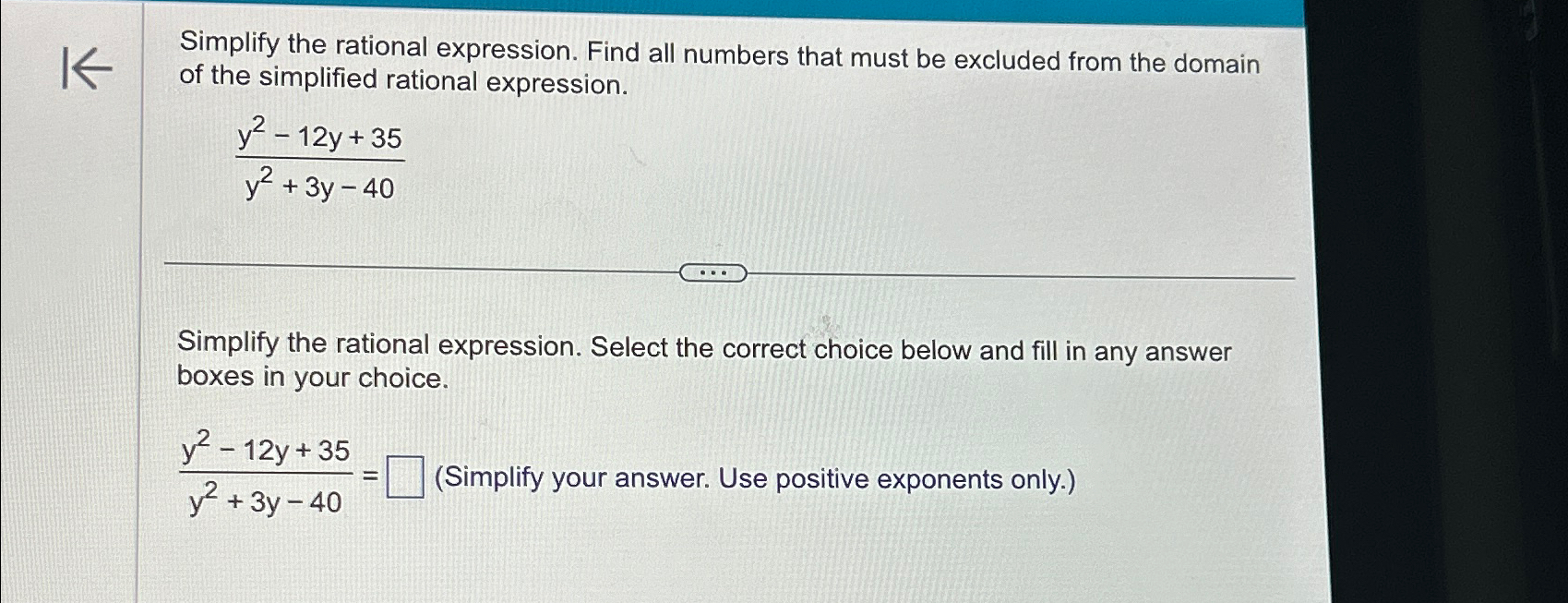 Solved Simplify the rational expression. Find all numbers | Chegg.com