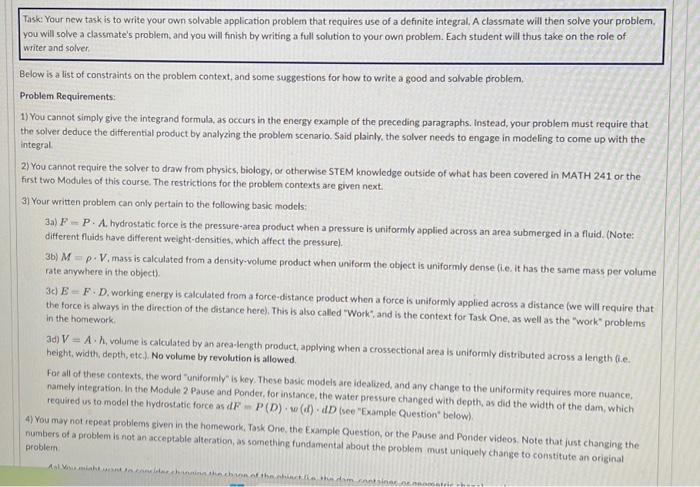 Solved Task: Your new task is to write your own solvable | Chegg.com