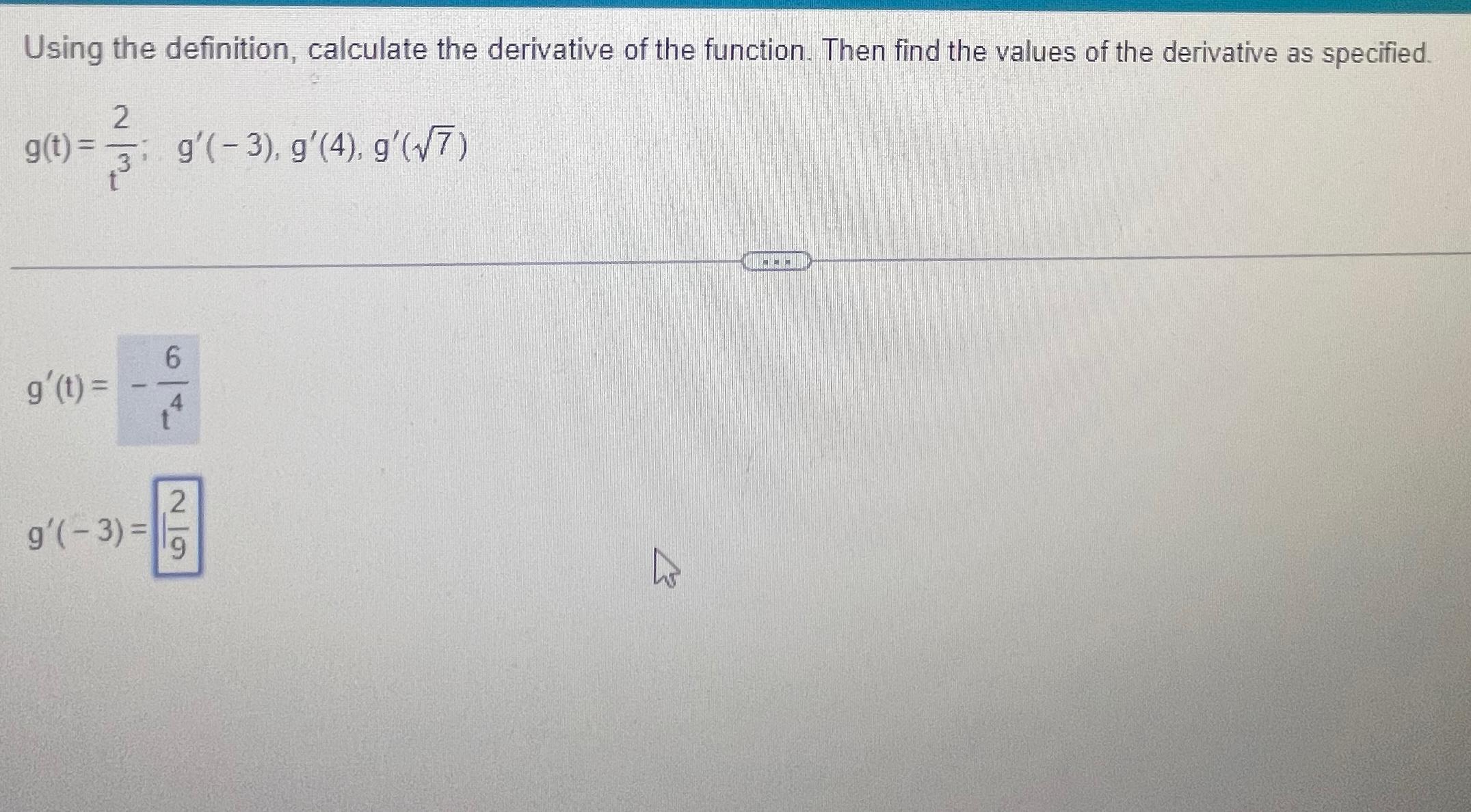 Solved Using the definition, calculate the derivative of the | Chegg.com
