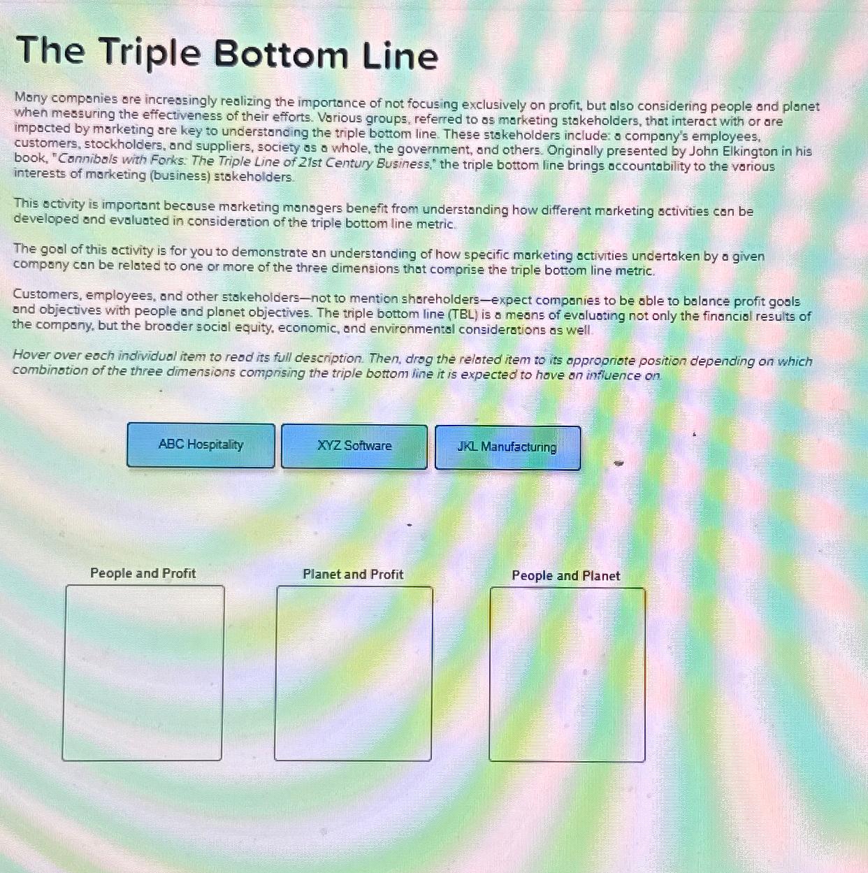 Solved The Triple Bottom LineMony componies ore incressingly | Chegg.com