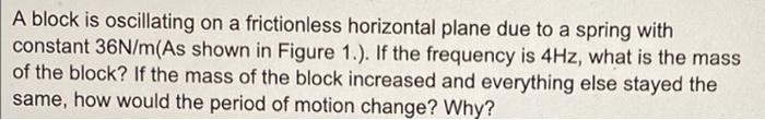 Solved A block is oscillating on a frictionless horizontal | Chegg.com