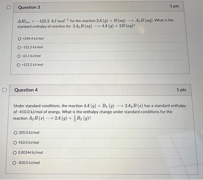 Solved please help with #3 and #4Question 3 - AH = -122.2 kJ | Chegg.com