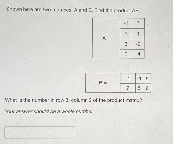 Shown here are two matrices, A and B. Find the | Chegg.com