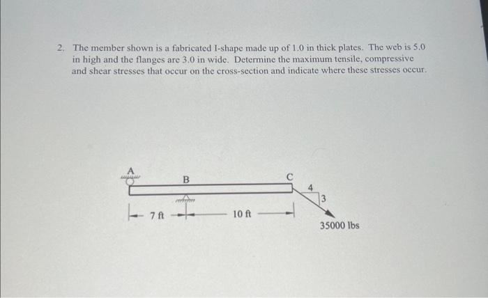 Solved 2. The member shown is a fabricated I-shape made up | Chegg.com