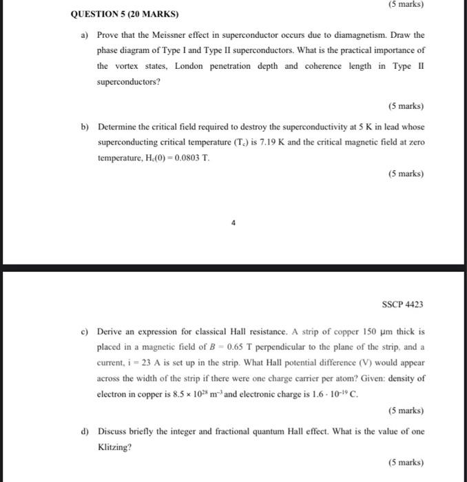 Solved (5 marks) QUESTION 5 (20 MARKS) a) Prove that the | Chegg.com