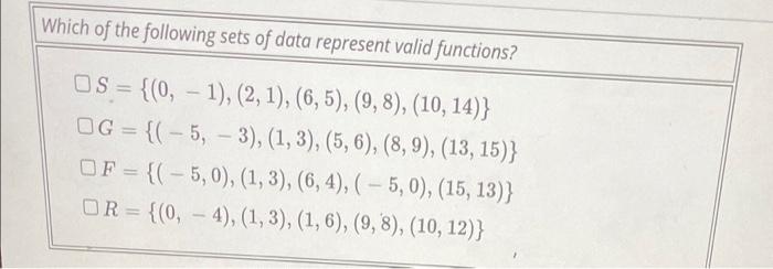 Solved Which of the following sets of data represent valid | Chegg.com