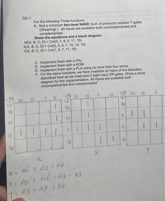 Solved AB 00 of Q2) 1. 00 For the following Three functions, | Chegg.com
