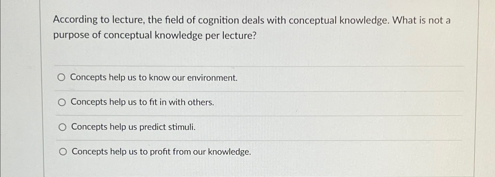 Solved According to lecture, the field of cognition deals | Chegg.com