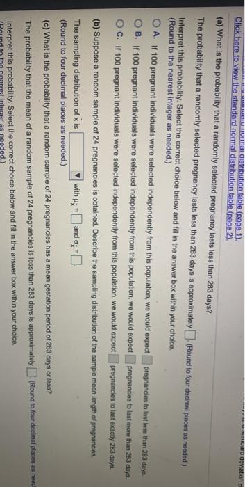 gard deviation Click here to view the standard normal | Chegg.com