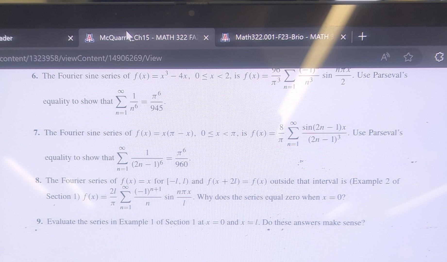 6. The Fourier sine series of f(x)=x3−4x,0≤x
