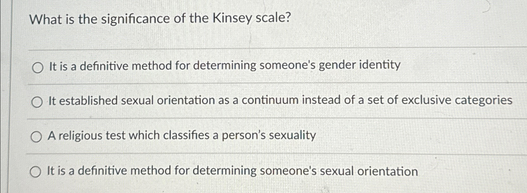 Solved What is the significance of the Kinsey scale?It is a | Chegg.com