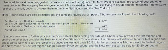 Solved (Prepared from a situation suggested by Professor | Chegg.com