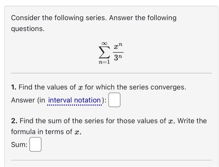 Solved Determine the sum of the following series. | Chegg.com