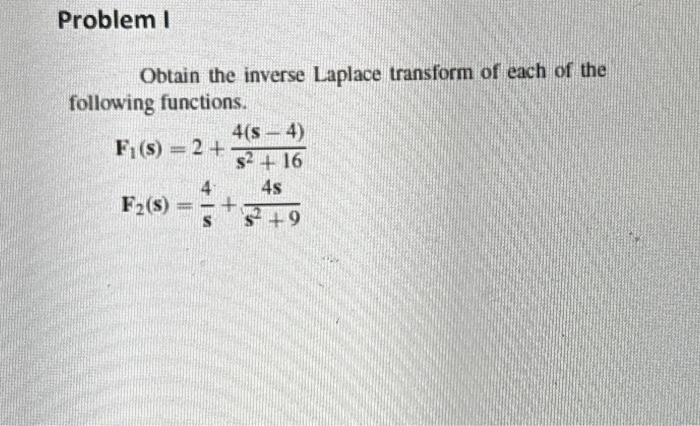 Solved Obtain the inverse Laplace transform of each of the | Chegg.com