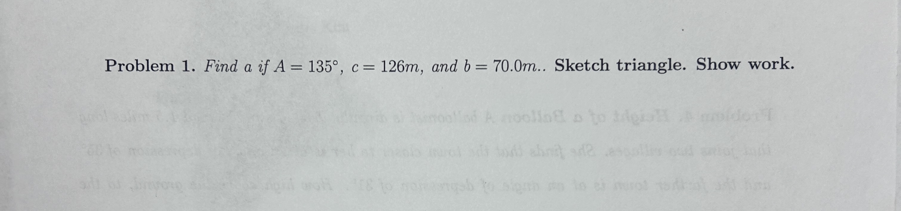 Solved Problem 1. ﻿ ﻿Find a ﻿if | Chegg.com