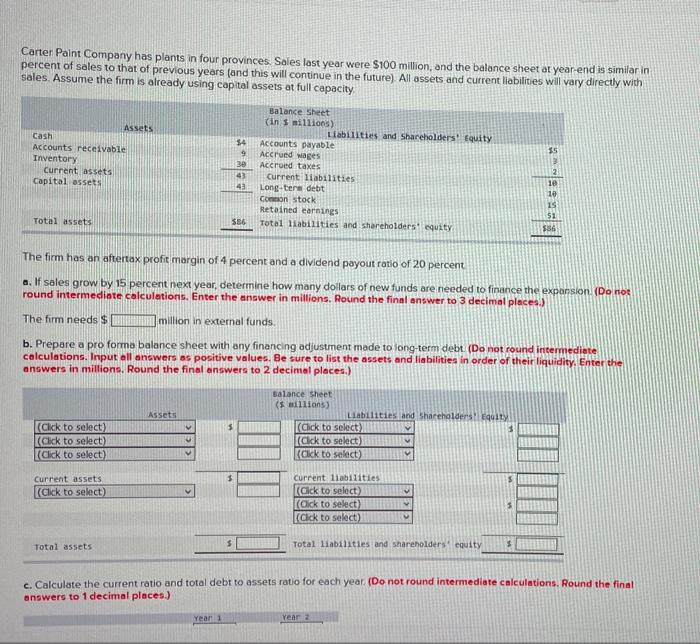 [Solved]: Carter Paint Company has plants in four provinces